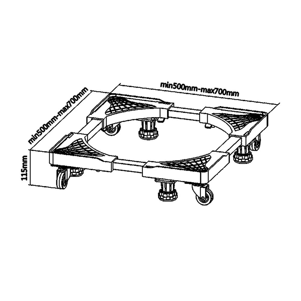 Heavy-Duty Adjustable Base With Non-Locking Casters TV Stand